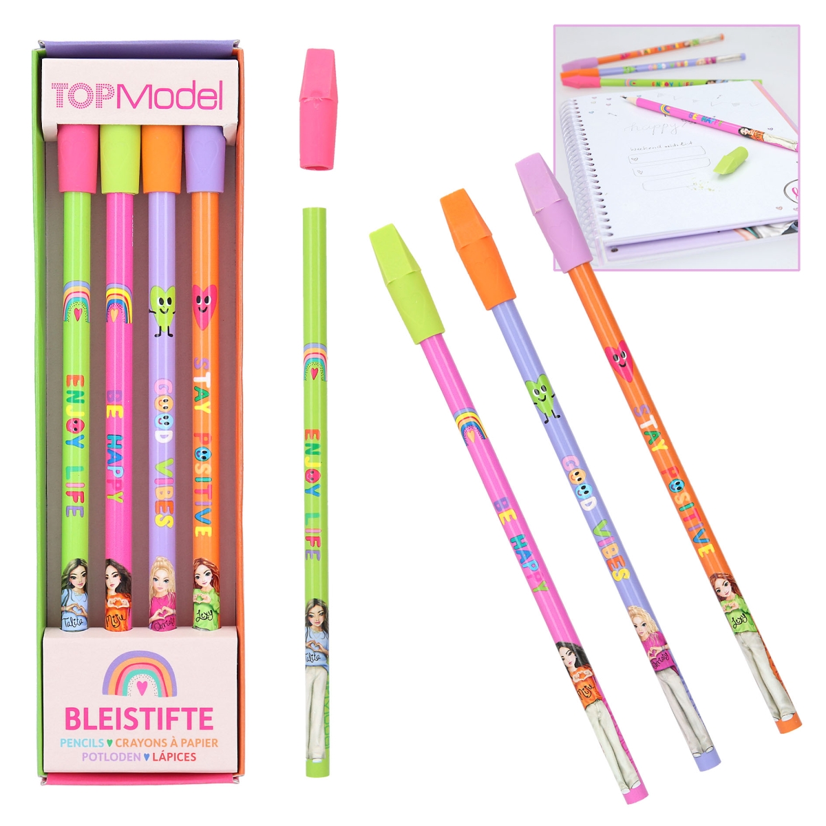 Depesche - TOPModel Pencil-Set with Eraser-Topper SELFLOVE