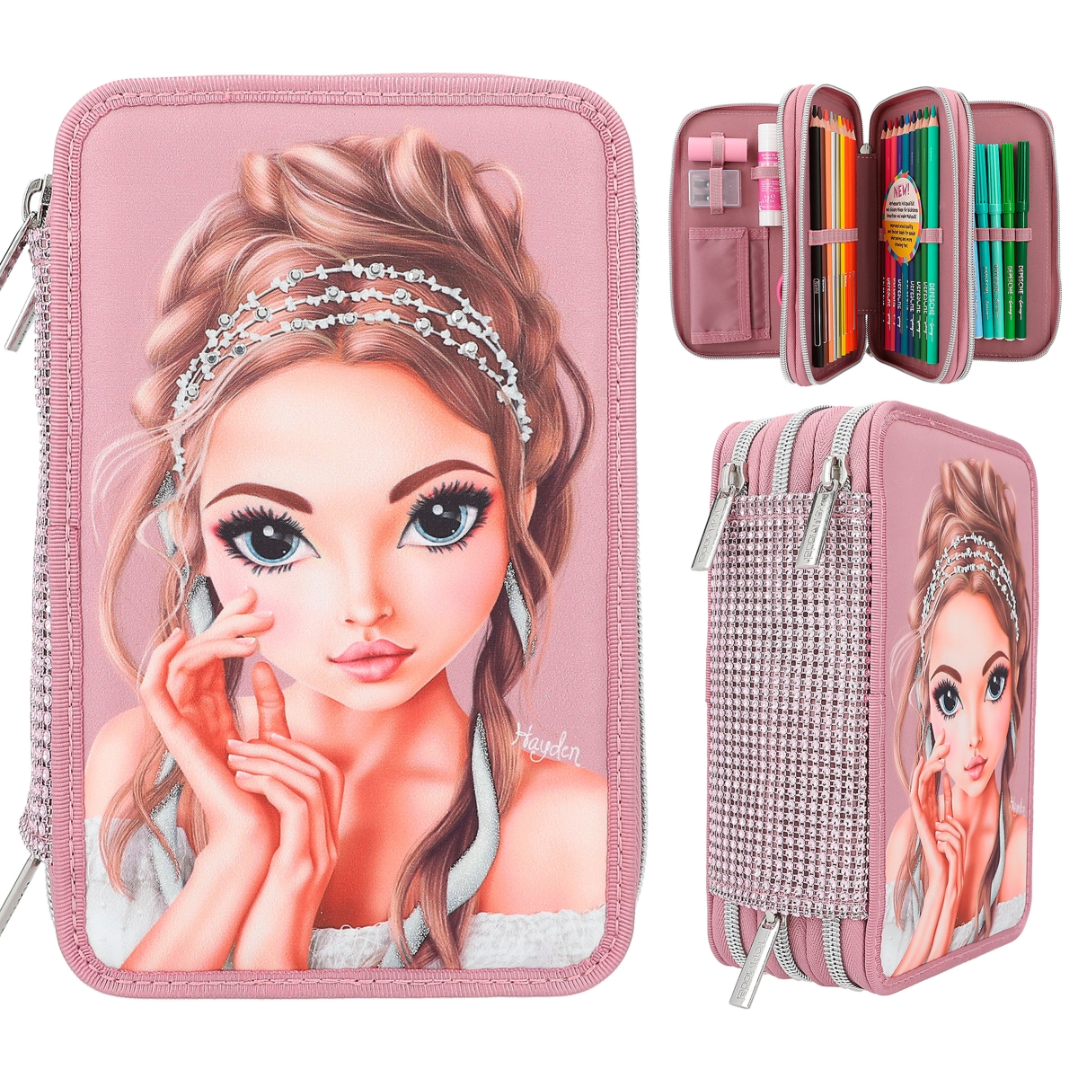 Depesche - TOPModel Triple Pencil Case GLITTER QUEEN
