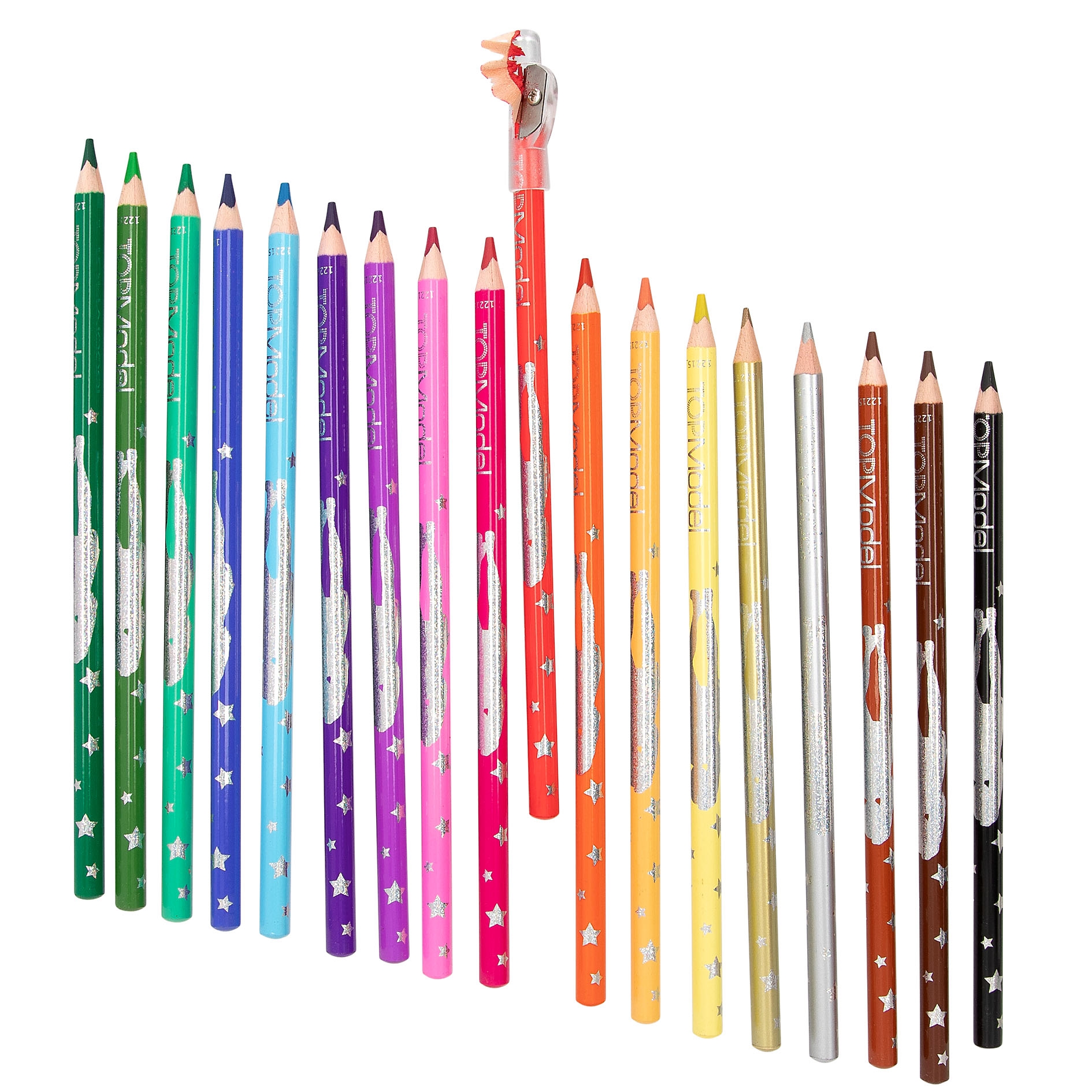 Depesche - TOPModel Set de 18 crayons de couleur avec taille-crayon