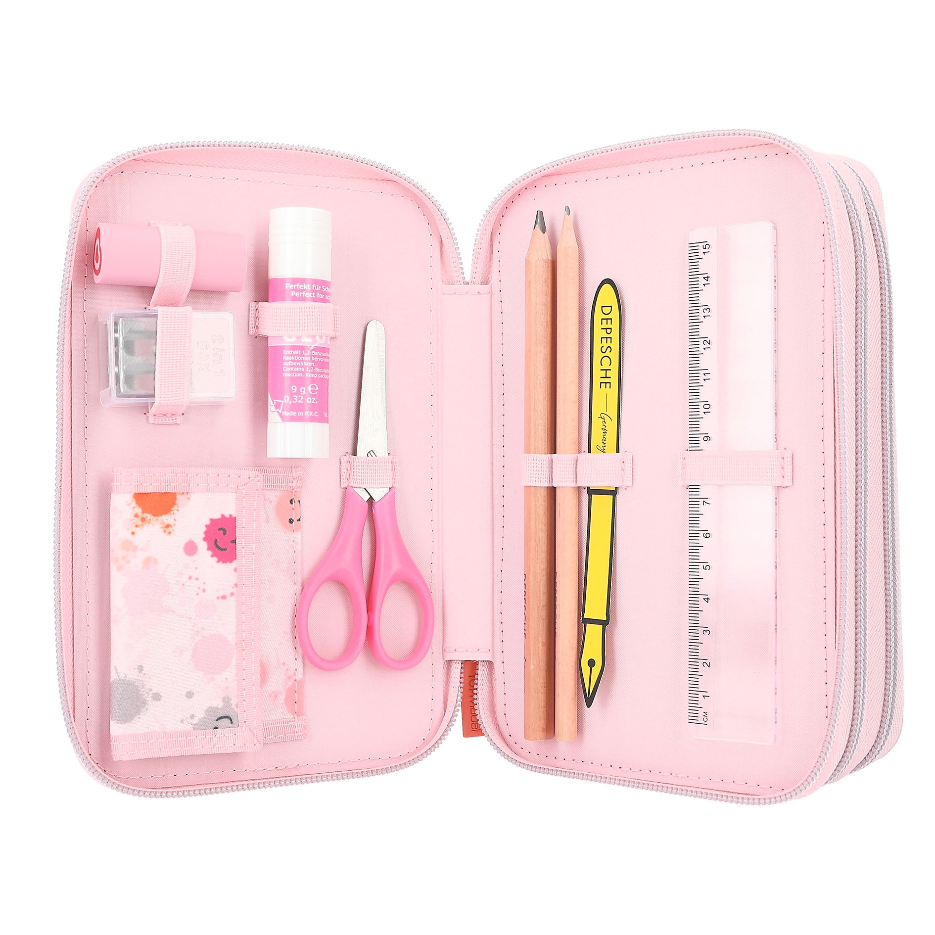 Depesche - TOPModel Trousse 3 compartiments avec stylo HAPPY TOGETHER