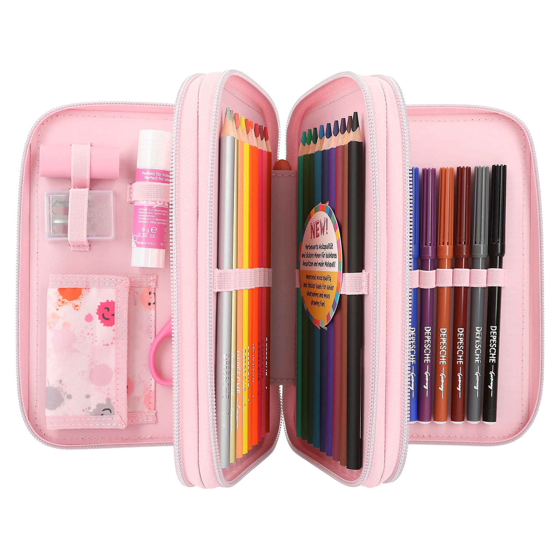 Depesche - TOPModel Trousse 3 compartiments avec stylo HAPPY TOGETHER